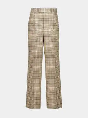 Auralee Silk Linen Check Trousers - Beige