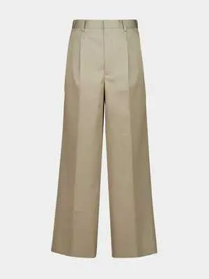 Auralee Wool Gabardine Pleated Trousers - Beige