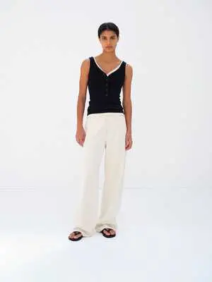 Auralee Silk Nep Denim Wide Pants