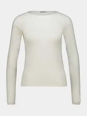 Auralee Cashmere Boat Neck Knit White