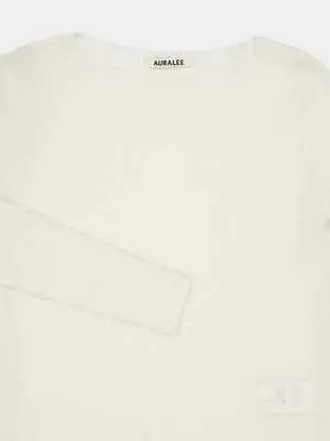 Auralee Cashmere Boat Neck Knit - White