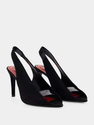 Valentino Garavani Révélé 105 Open-toe Suede Pumps - Black