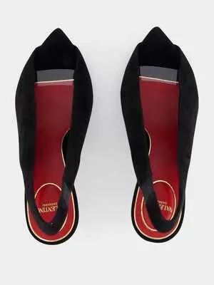 Valentino Garavani Révélé 105 Open-toe Suede Pumps - Black