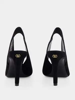 Valentino Garavani Révélé 105 Open-toe Suede Pumps - Black