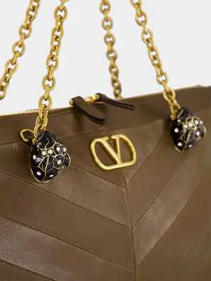 Valentino Garavani Nappa Leather Panthea Shoulder Bag - Brown
