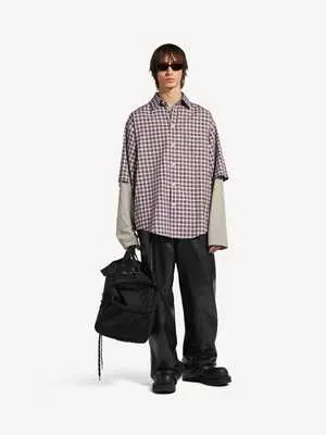 Balenciaga And Navy Checked Hybrid Shirt - Red