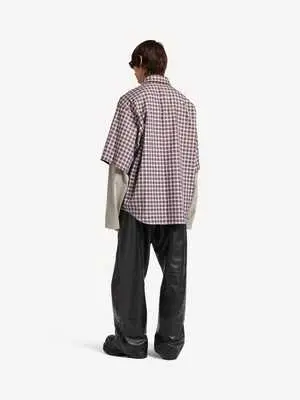 Balenciaga And Navy Checked Hybrid Shirt - Red
