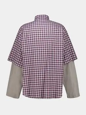 Balenciaga And Navy Checked Hybrid Shirt - Red