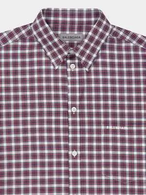 Balenciaga And Navy Checked Hybrid Shirt - Red