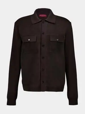 Gucci Suede Buttoned Jacket - Brown