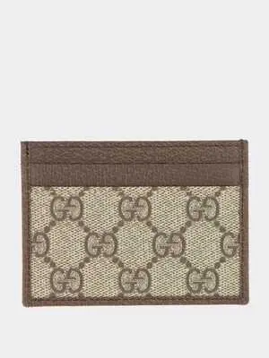 Gucci Beige Gg Canvas Card Holder With Web Stripe - Multicolour