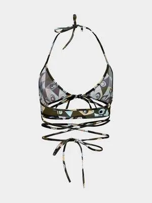 Emilio Pucci Occhi Print Triangle Bikini Top - Blue