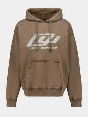Off-White Racing Cotton Hooded Sweatshirt - Brown