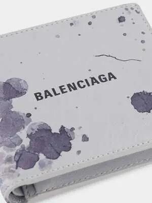 Balenciaga Light Grey Printed Leather Wallet