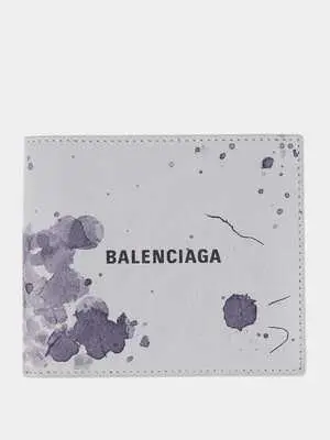 Balenciaga Light Grey Printed Leather Wallet