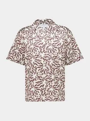 Prada Tan And White Printed Cotton Bowling Shirt - Brown
