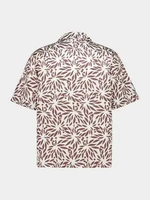 Prada Tan And White Printed Cotton Bowling Shirt - Brown