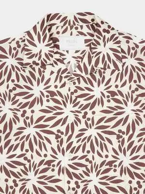 Prada Tan And White Printed Cotton Bowling Shirt - Brown