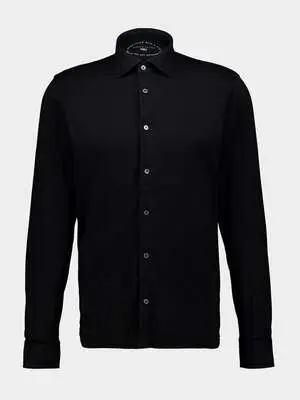 Fedeli Knitted Cotton Long Sleeve Shirt - Black