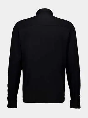 Fedeli Knitted Cotton Long Sleeve Shirt - Black