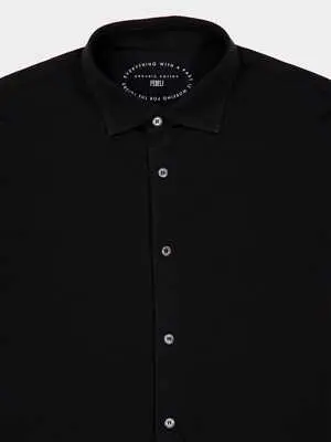 Fedeli Knitted Cotton Long Sleeve Shirt - Black