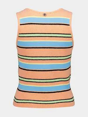 Rabanne Striped Terry Cotton Sleeveless Top - Orange