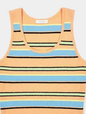 Rabanne Striped Terry Cotton Sleeveless Top - Orange