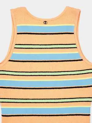 Rabanne Striped Terry Cotton Sleeveless Top - Orange