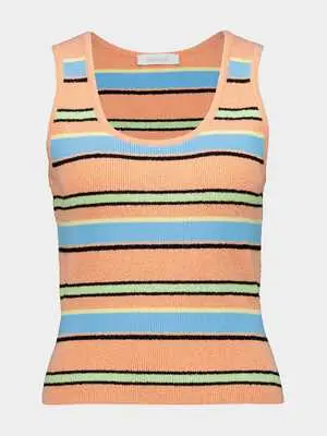 Rabanne Striped Terry Cotton Sleeveless Top - Orange