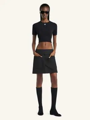 COURREGES Cut-out Ribbon Cropped T-shirt - Black