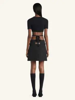 COURREGES Cut-out Ribbon Cropped T-shirt - Black
