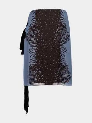 FERRAGAMO Silk Animal Print Skirt - Blue
