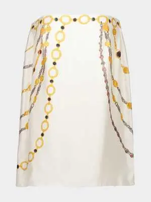 Versace Chain Print Silk Twill Midi Skirt