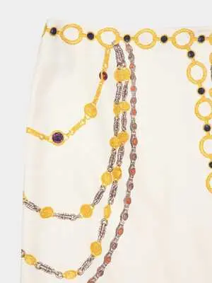 Versace Chain Print Silk Twill Midi Skirt