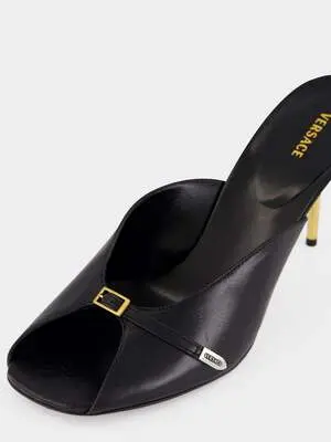 Versace Nyx 80 Leather Mules - Black