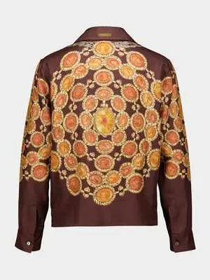 Versace Printed Silk Twill Shirt - Brown