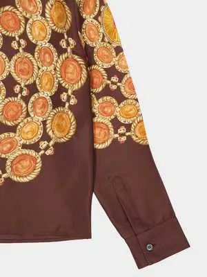 Versace Printed Silk Twill Shirt - Brown