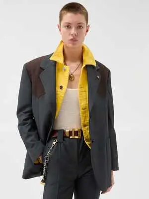 Versace Wool-mohair Blend Single-breasted Blazer With Contrast Panels