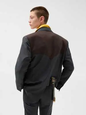 Versace Wool-mohair Blend Single-breasted Blazer With Contrast Panels