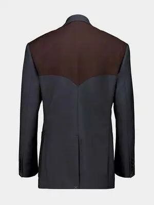 Versace Wool-mohair Blend Single-breasted Blazer With Contrast Panels