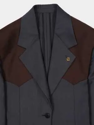 Versace Wool-mohair Blend Single-breasted Blazer With Contrast Panels
