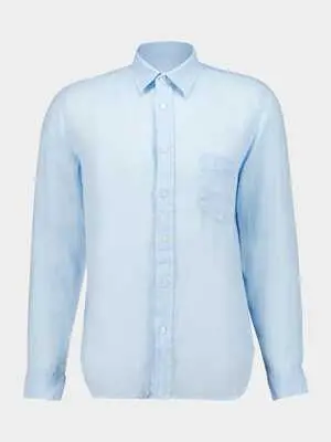 120% Lino Baby Linen Regular-fit Shirt - Blue