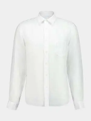 120% Lino Linen Regular-fit Shirt - White