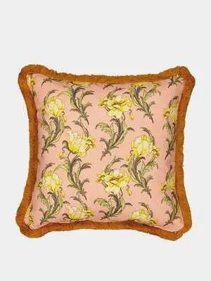 La DoubleJ Nymph Bloom Outdoor Cushion With Fringes - Green