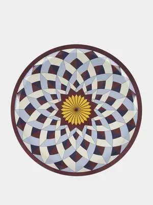 La DoubleJ Printed Round Wooden Tray - Blue