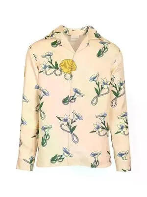 Drole De Monsieur Floral Seashell Silk Shirt - Neutrals