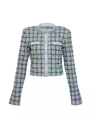 SELF-PORTRAIT Check-pattern Knit Cotton Cardigan