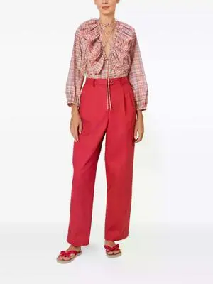 Rosie Assoulin Ruffled Plaid Blouse