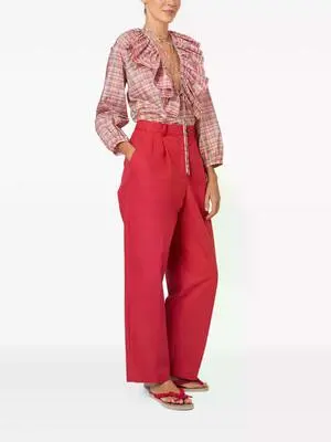 Rosie Assoulin Ruffled Plaid Blouse