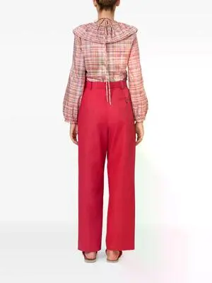 Rosie Assoulin Ruffled Plaid Blouse